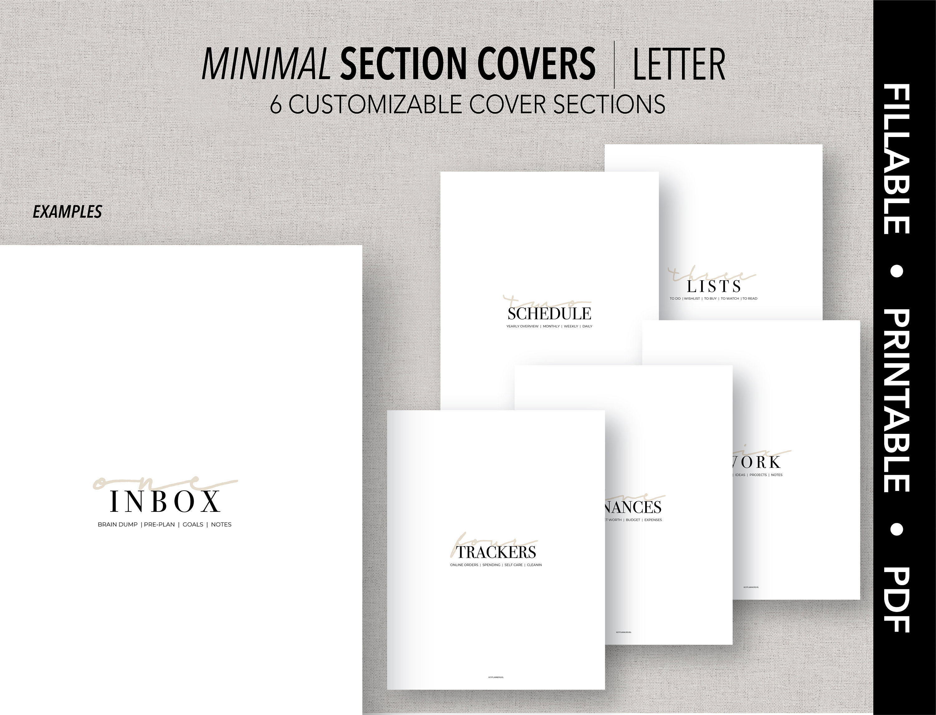 LETTER FILLABLE minimal SECTION Covers Fillable & | Etsy