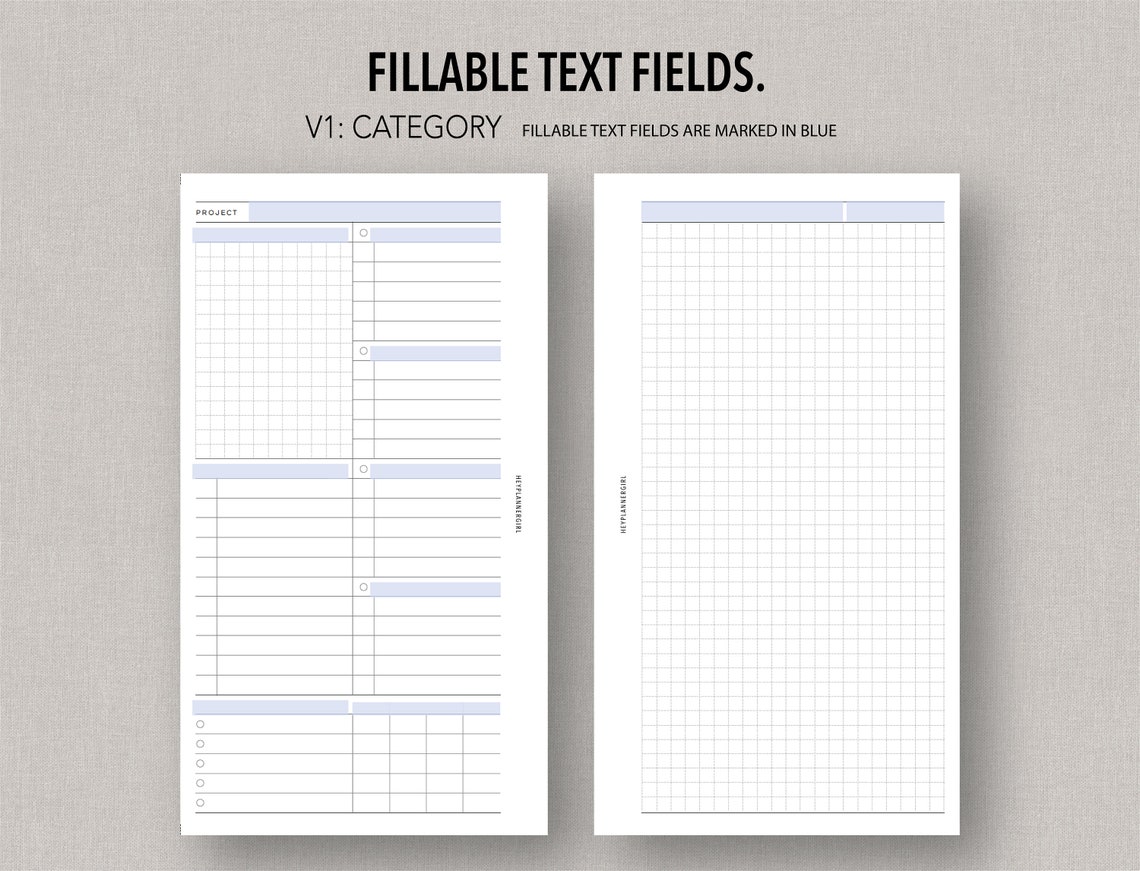 PERSONAL FILLABLE PROJECTS Insert Fillable & Printable 2 - Etsy
