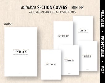 A5 FILLABLE minimal SECTION COVERS Fillable & Printable | Etsy