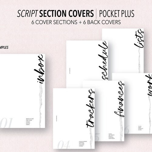 POCKET PLUS FILLABLE script Section Covers Fillable & - Etsy
