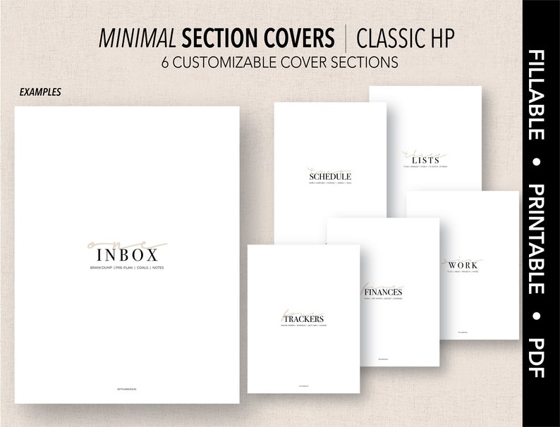 CLASSIC HP FILLABLE minimal Section Covers Fillable & | Etsy