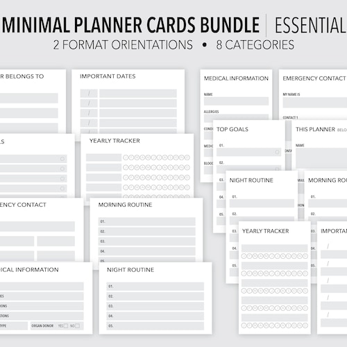 ROUTINE MINIMAL FILLABLE Planner Cards Bundle Routine - Etsy