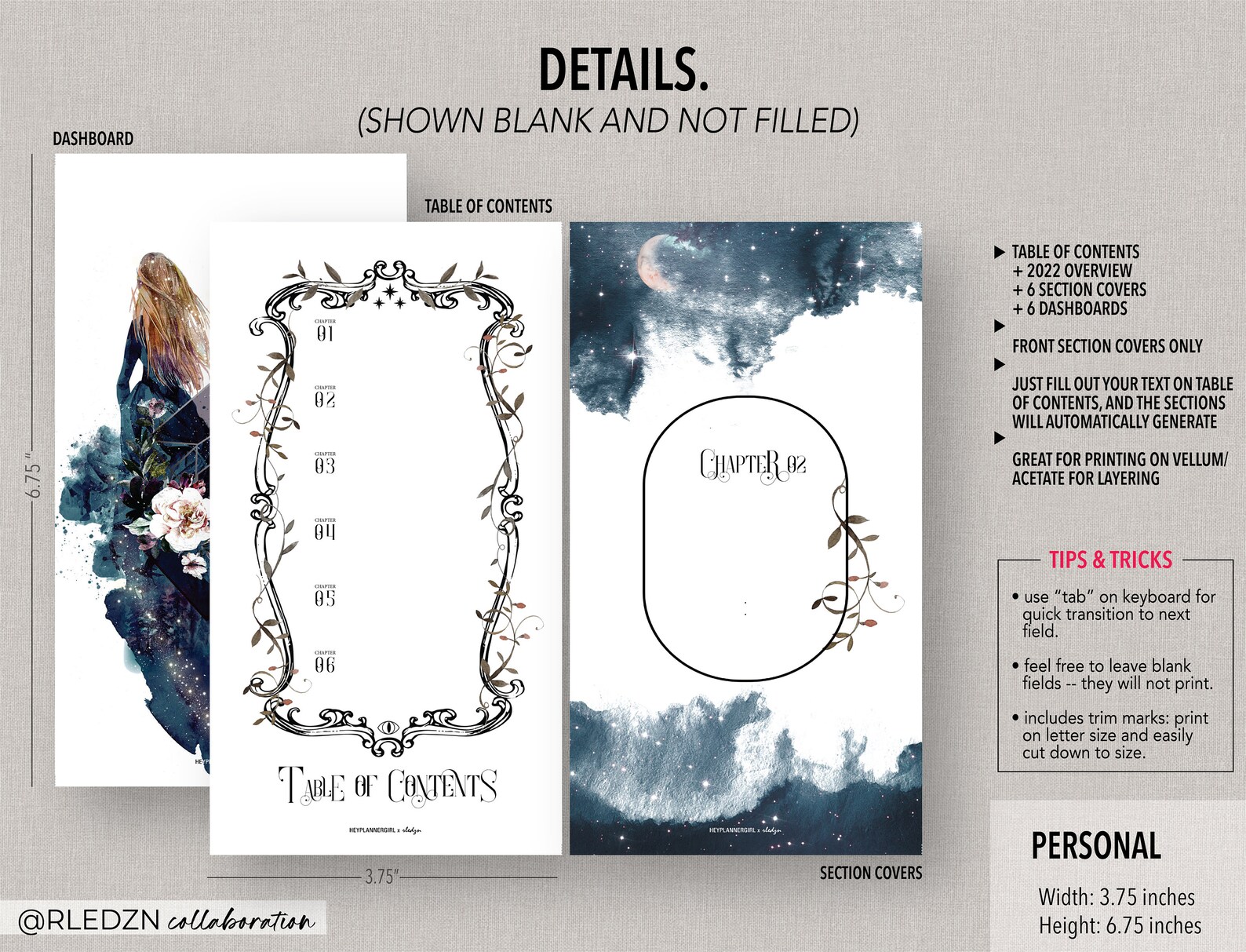 PERSONAL FILLABLE Stars & Dreams Bundle Fillable Table - Etsy