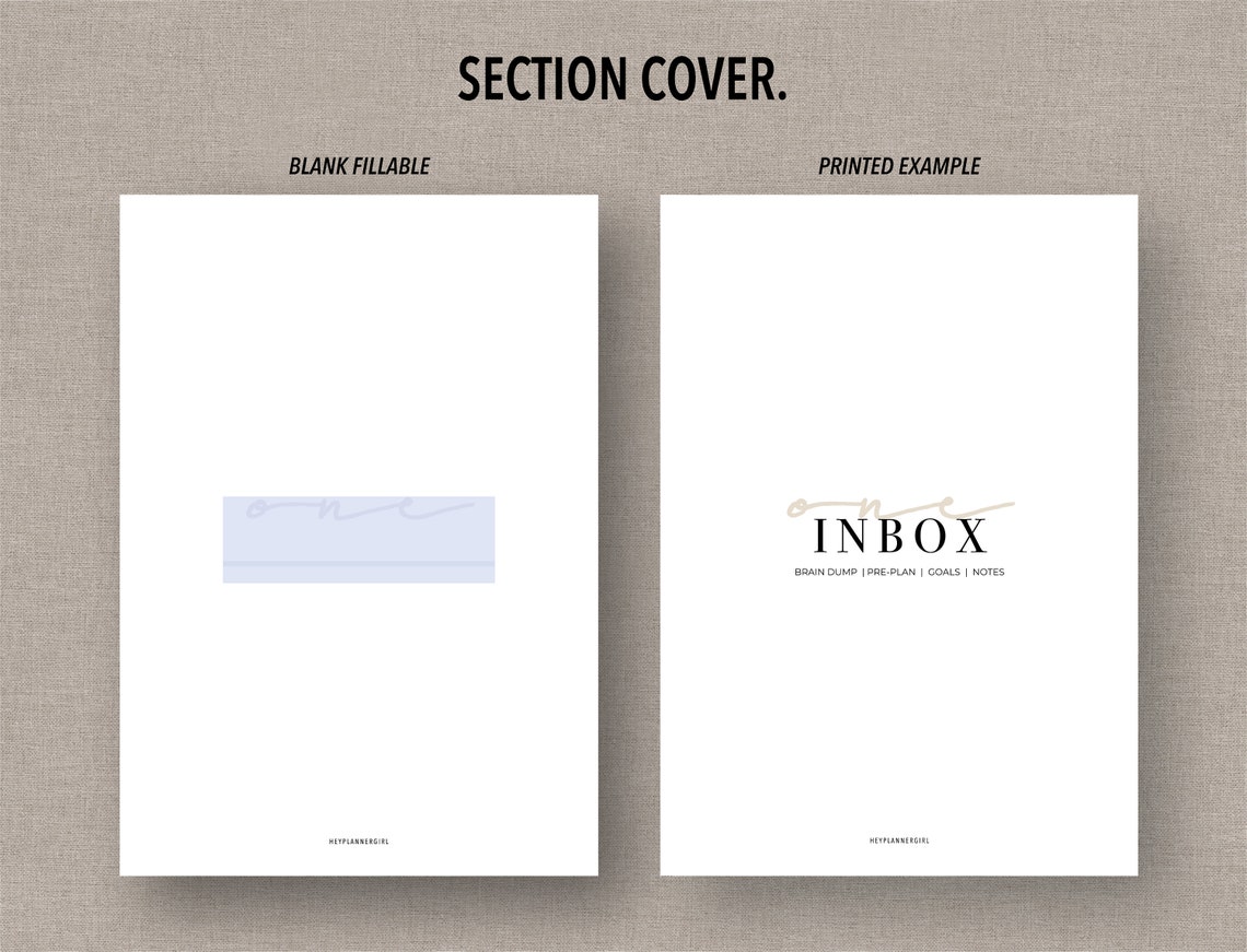 PERSONAL WIDE FILLABLE minimal Section Covers Fillable & - Etsy