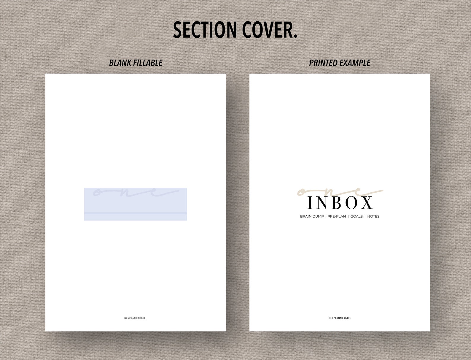 PERSONAL WIDE FILLABLE minimal Section Covers Fillable & - Etsy