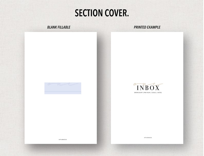 HALF LETTER FILLABLE minimal Section Covers Fillable & - Etsy