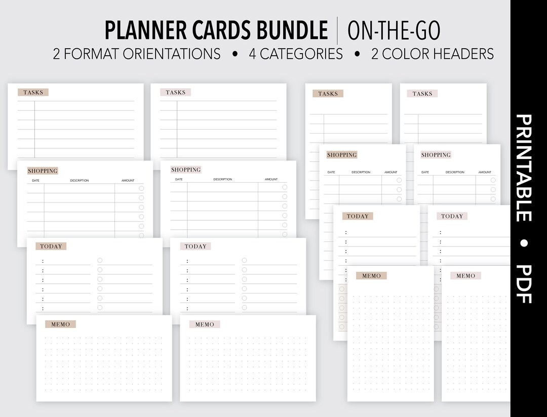 On-the-go *PRINTABLE* Planner Cards Bundle | Highlighted Headers ...