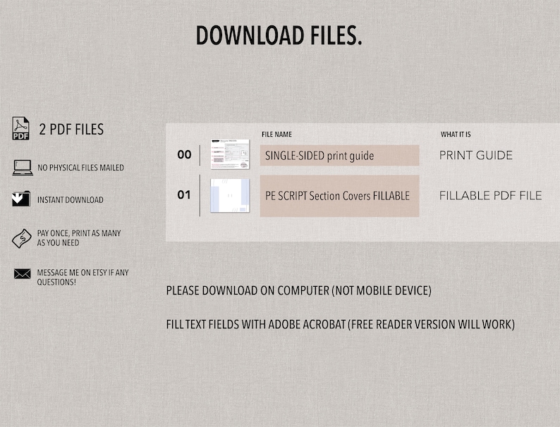 PERSONAL FILLABLE script Section Covers Fillable & - Etsy