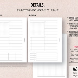 A6 *FILLABLE* PROJECTS Insert | Fillable & Printable | 2 Versions ...