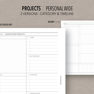 PERSONAL_WIDE *FILLABLE* PROJECTS Insert | Fillable & Printable | 2 ...