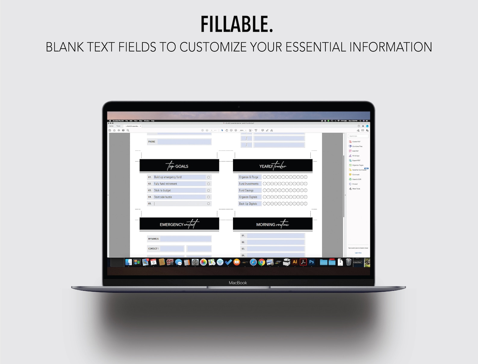 ESSENTIAL *FILLABLE* Planner Cards Bundle | Essential Info | Wallet ...