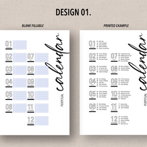 A5 *FILLABLE* PERPETUAL Calendar Bundle | Fillable & Printable | 5 ...