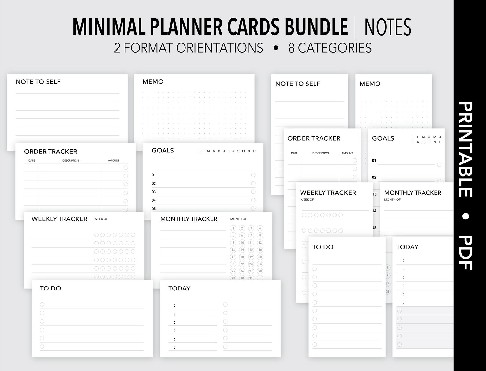 NOTES MINIMAL PRINTABLE Planner Cards Bundle Note Taking - Etsy