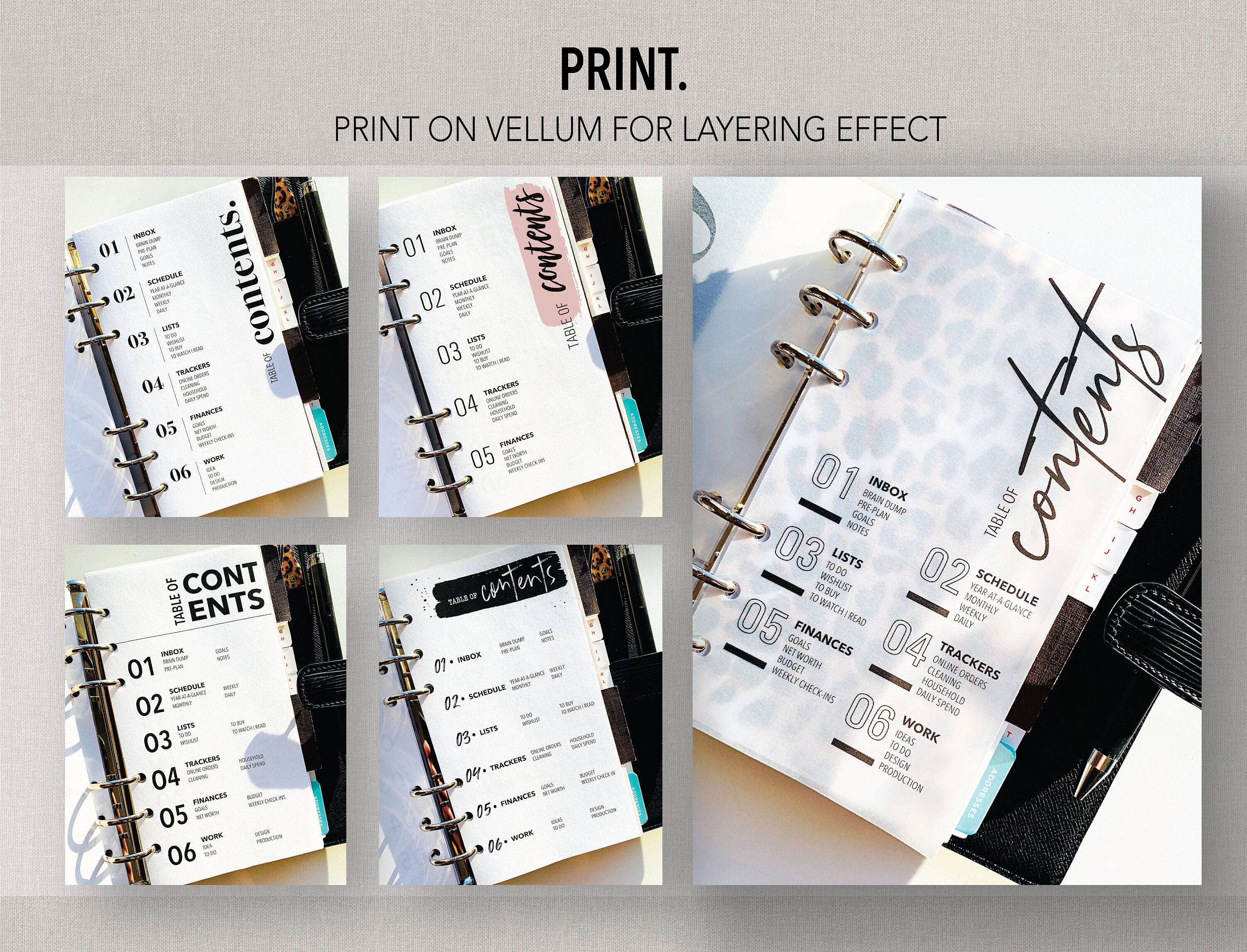 PERSONAL FILLABLE Table of Contents Bundle Fillable & - Etsy