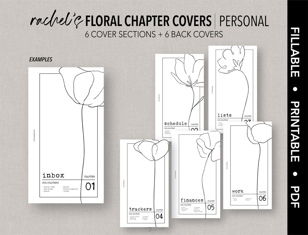 PERSONAL *FILLABLE* RACHEL'S Floral Chapter Covers | Fillable ...