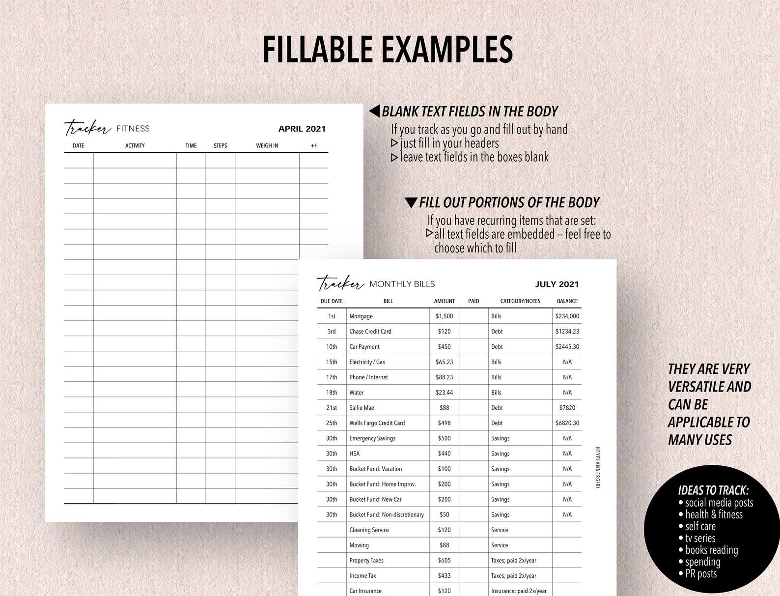 A6 FILLABLE Versatile CATEGORIZED List Tracker Fillable & | Etsy