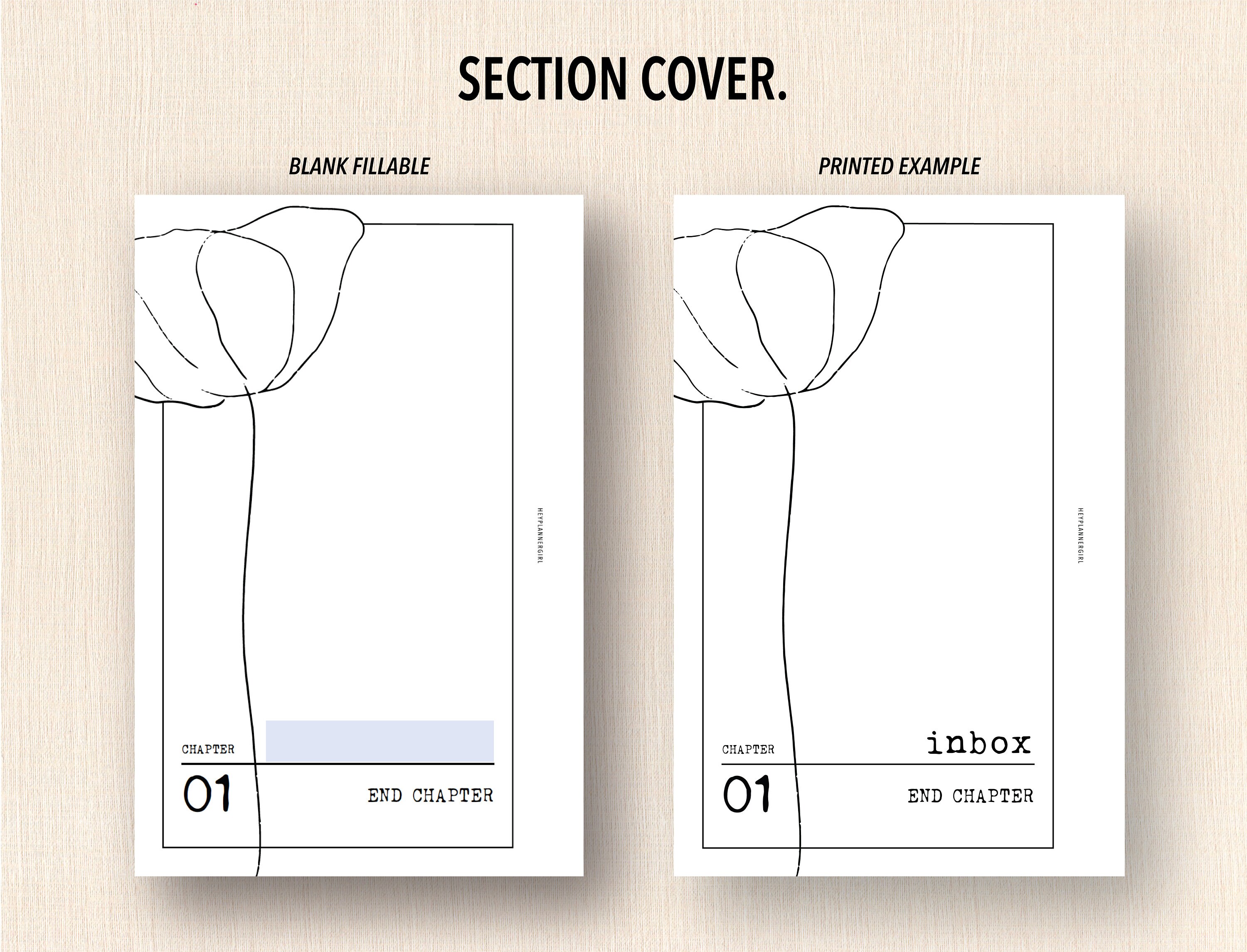 MINI HP *FILLABLE* {minimal} Section Covers | Fillable & Printable | 6 ...
