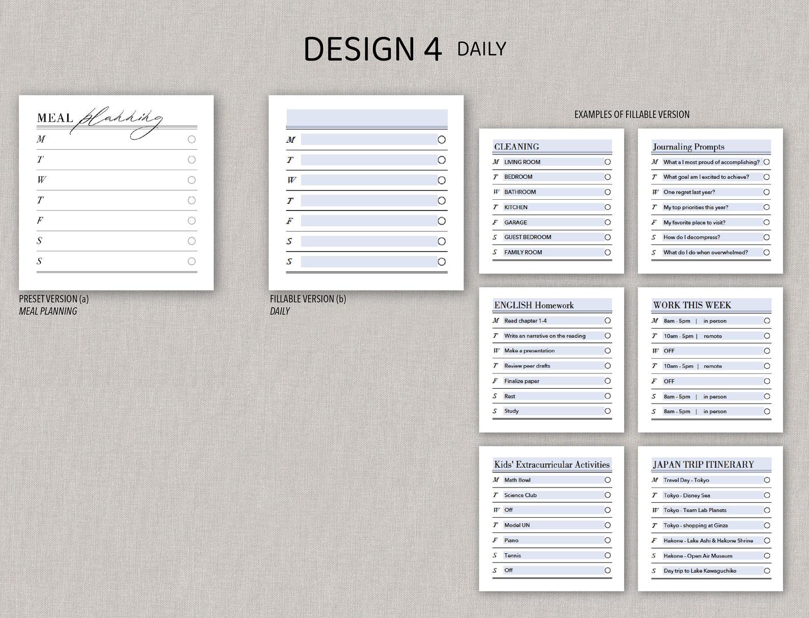 STICKY NOTES FILLABLE Minimal Bundle 2 Versions : Pre-set and Fillable ...