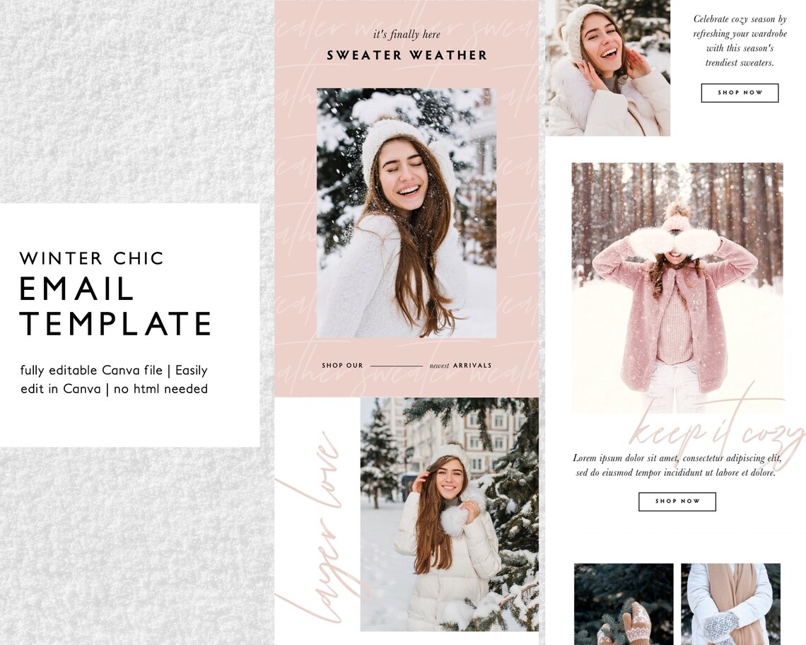Minimalist Winter Chic Email Template, Feminine Email Marketing ...