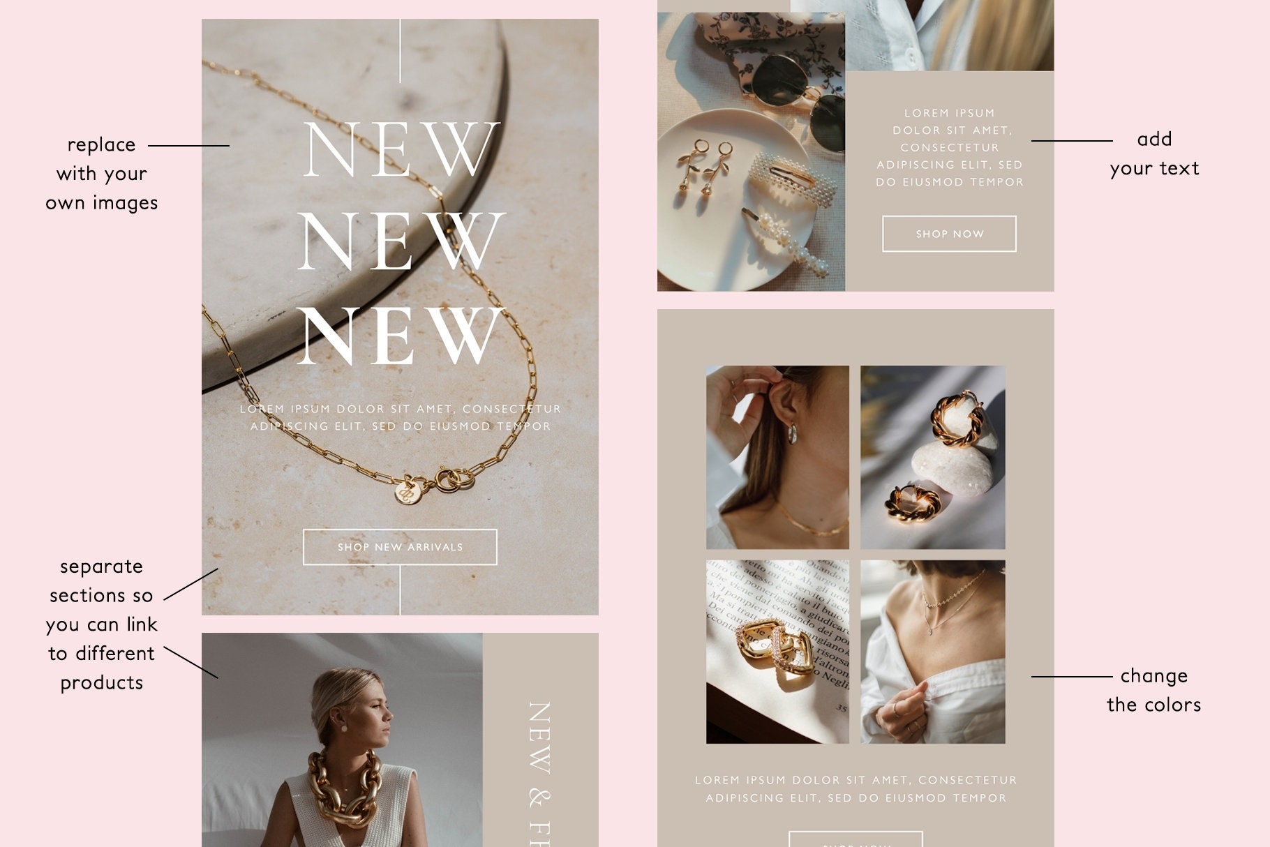 Minimalist Jewelry Email Template Modern Chic Email Marketing - Etsy