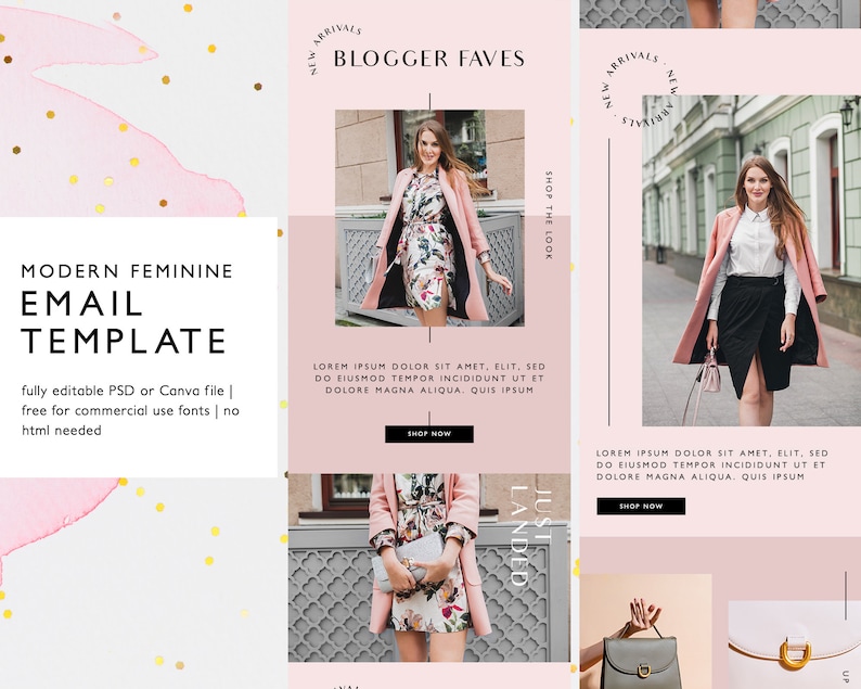 Modern Blush Fashion Email Marketing Template, Fully Editable PSD or ...