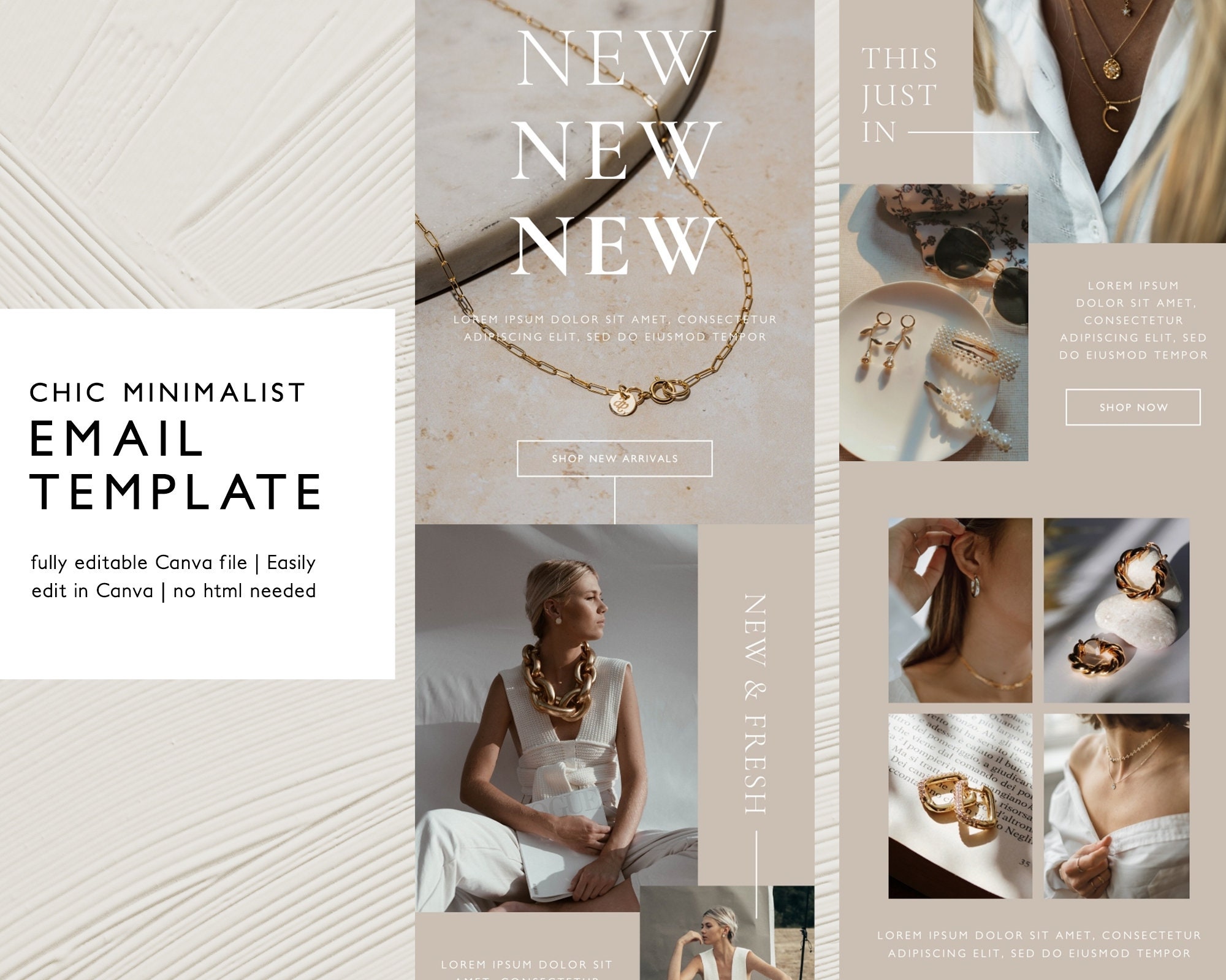 Minimalist Jewelry Email Template Modern Chic Email Marketing - Etsy