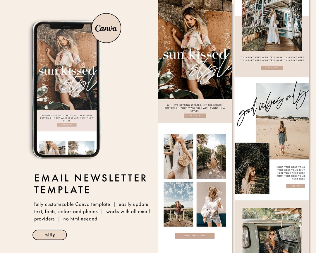 Neutral Minimal Boho Email Template, Canva Email Template, Minimalist ...