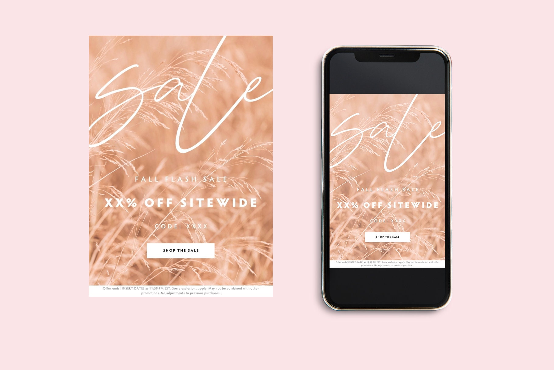 Boho Fall Sale Email Template Bundle, Modern Blush Email Marketing ...