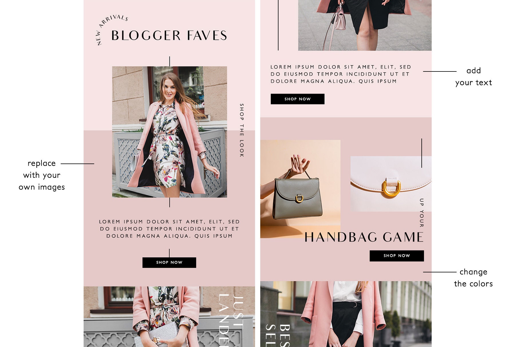 Modern Blush Fashion Email Marketing Template, Fully Editable PSD or ...