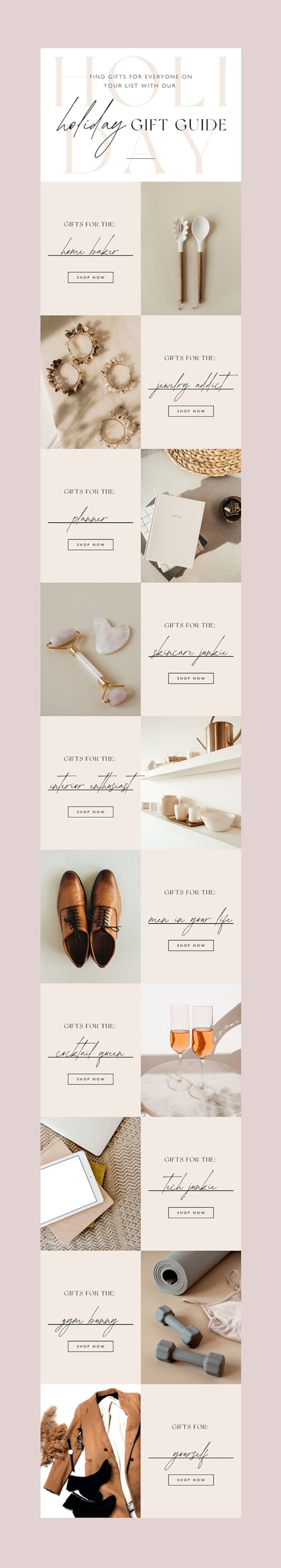 Christmas Holiday Gift Guide Email, Minimalist Email Marketing Template ...