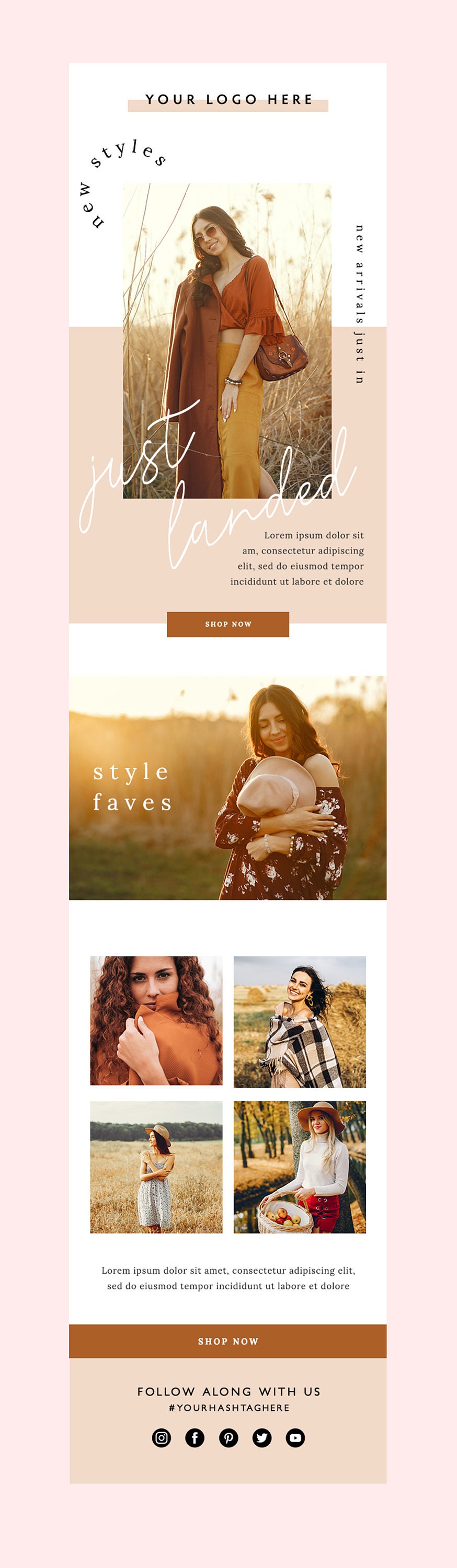 Boho Fashion Email Marketing Template, Fully Editable PSD or Canva ...