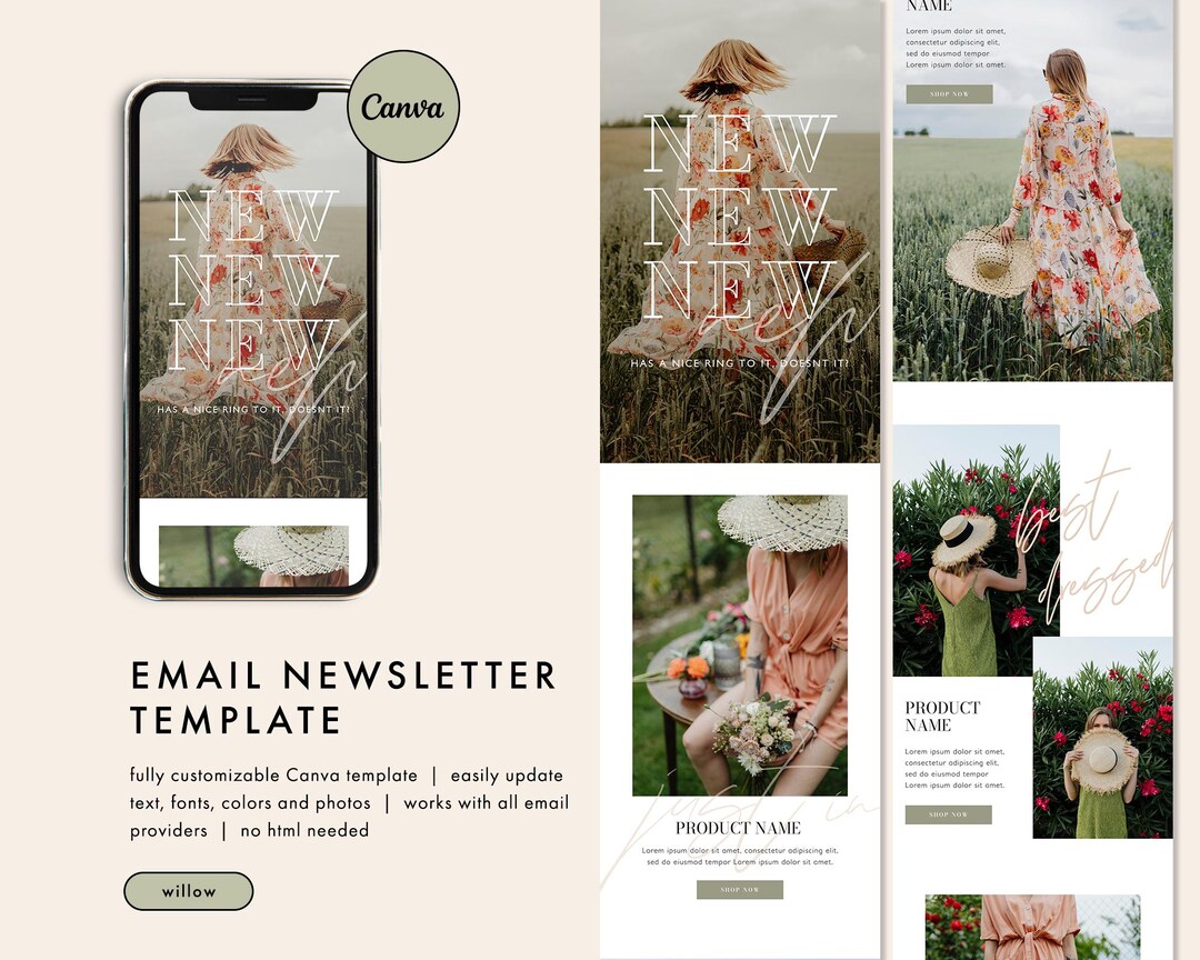 Bohemian Minimalist Email Template, Neutral Boho Email Marketing ...