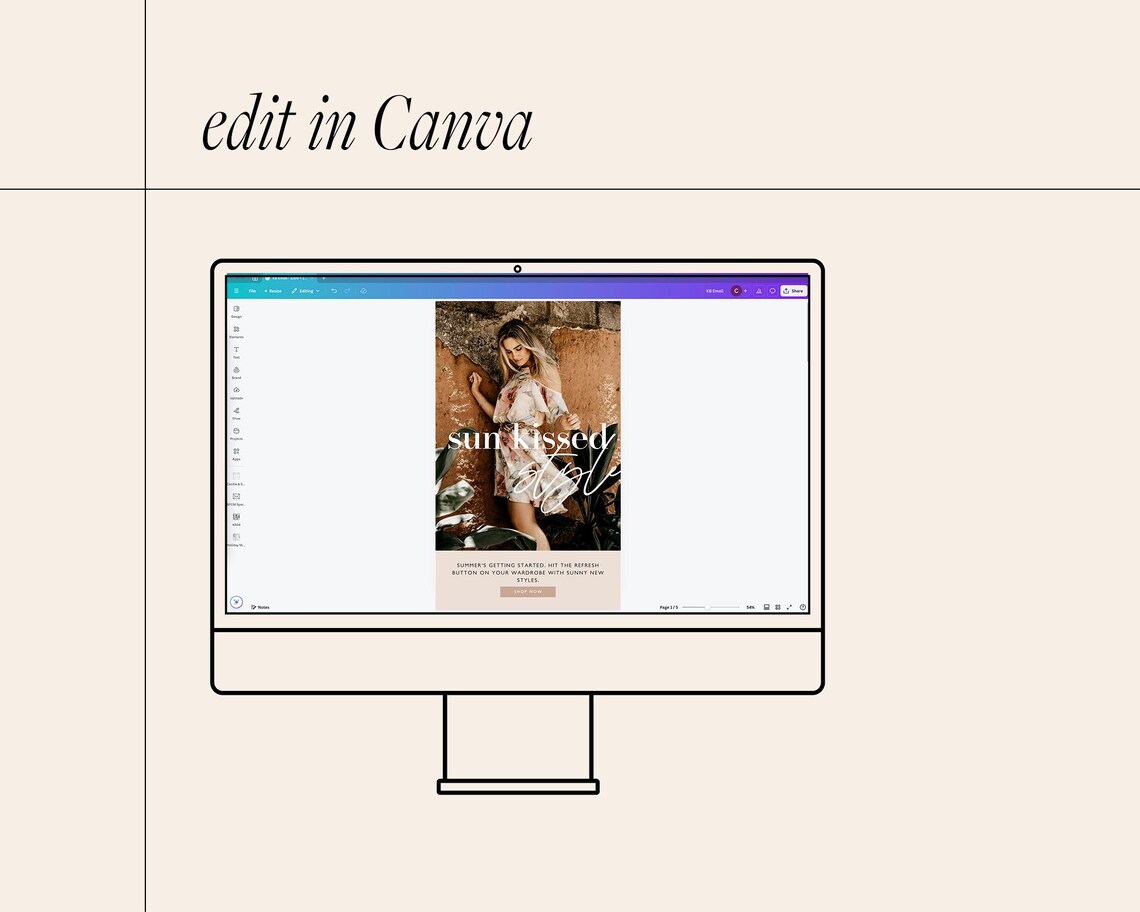 Neutral Minimal Boho Email Template, Canva Email Template, Minimalist ...
