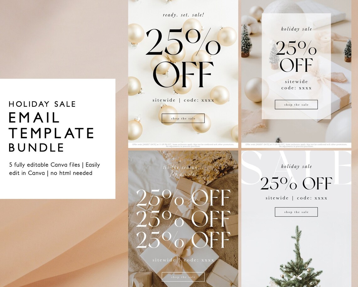 Holiday Sale Email Template Bundle, Christmas Sale Email Marketing ...