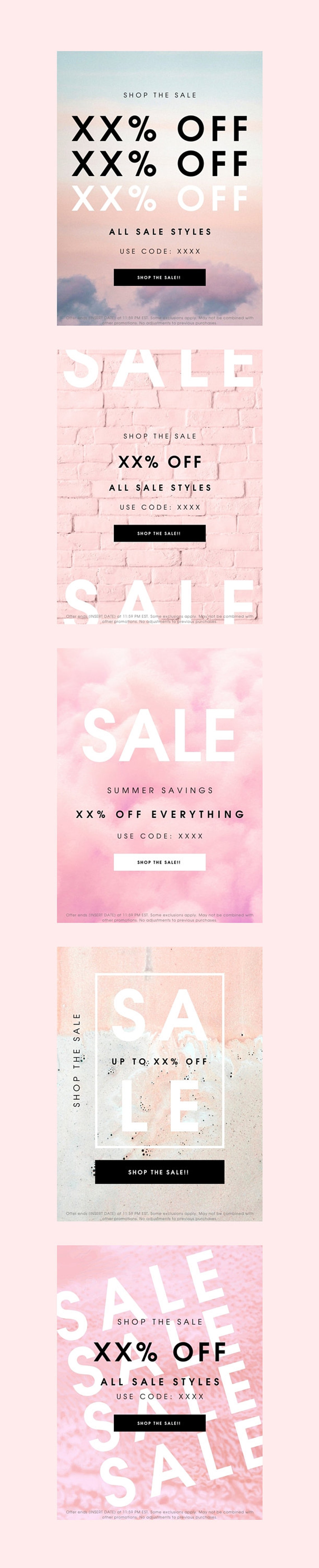 Modern Blush Sale Email Marketing Template Bundle, Feminine Fashion ...