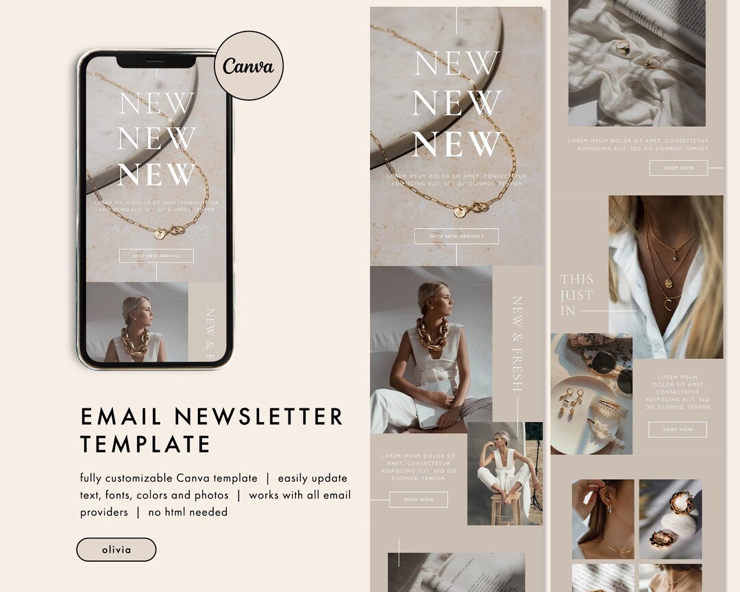 Minimalist Jewelry Email Template, Modern Chic Email Marketing Template ...