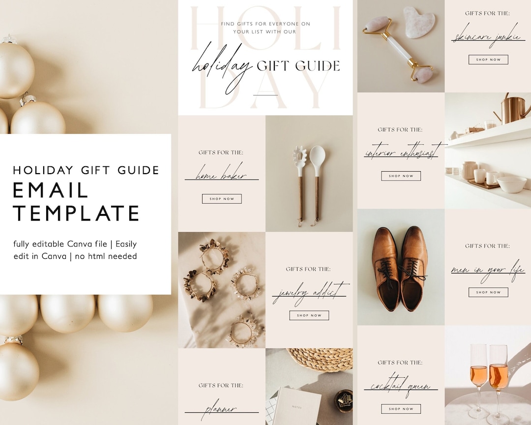Christmas Holiday Gift Guide Email, Minimalist Email Marketing Template ...
