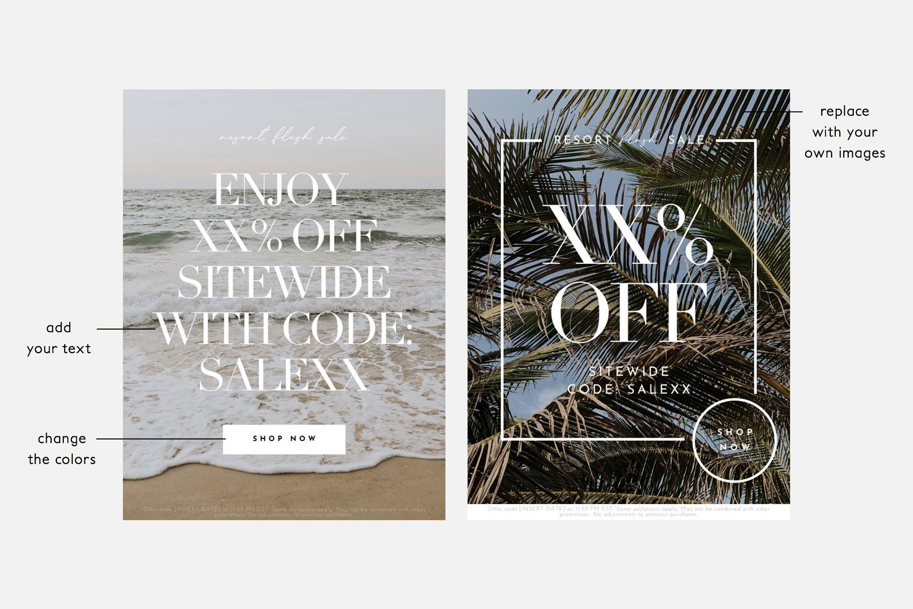 Resort Sale Email Template Bundle, Canva Email Template, Summer Sale ...