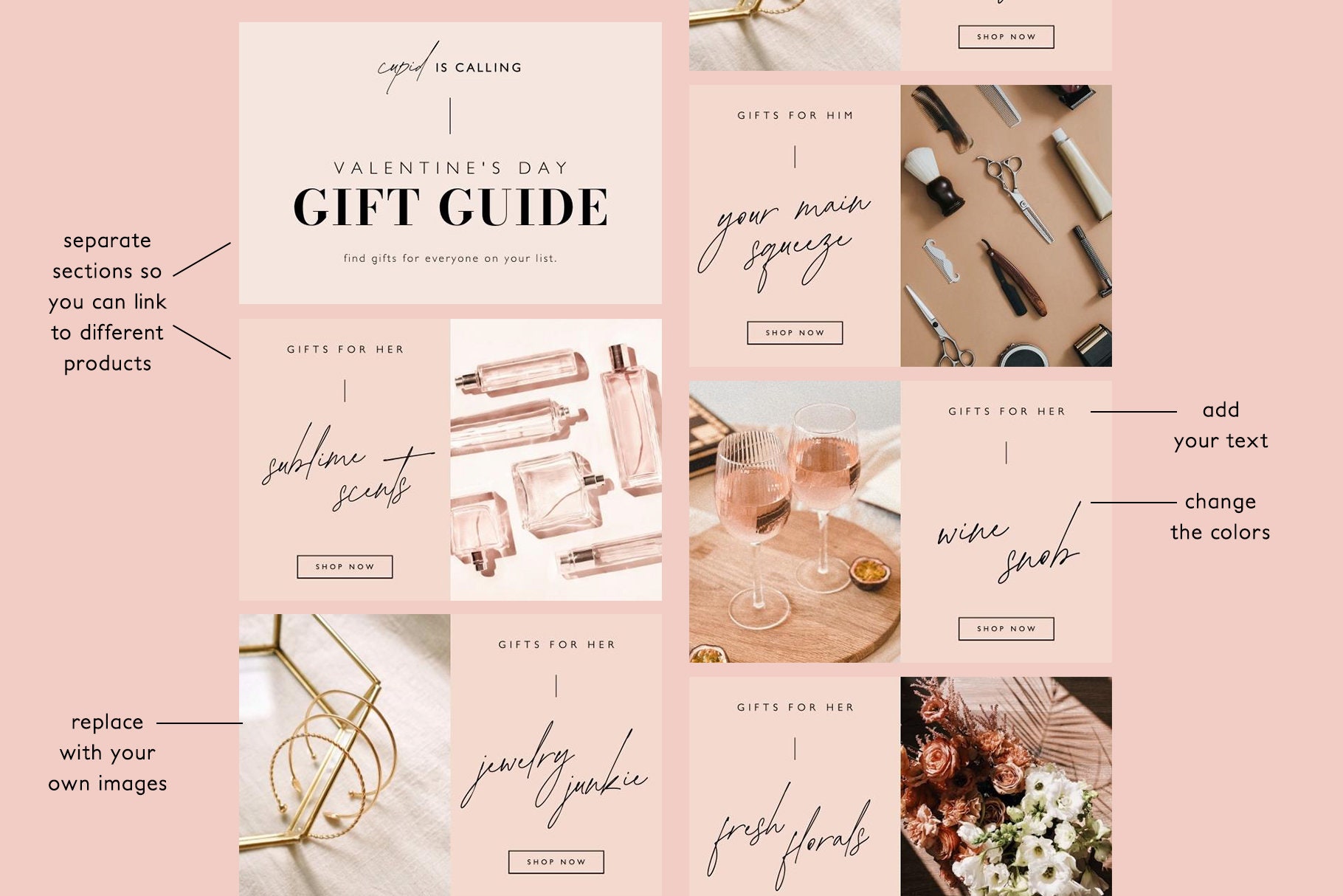 Valentines Day Gift Guide Email Template, Blush Feminine Email ...
