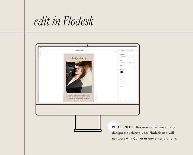 Flodesk Email Newsletter Template, Modern Feminine Email Template ...