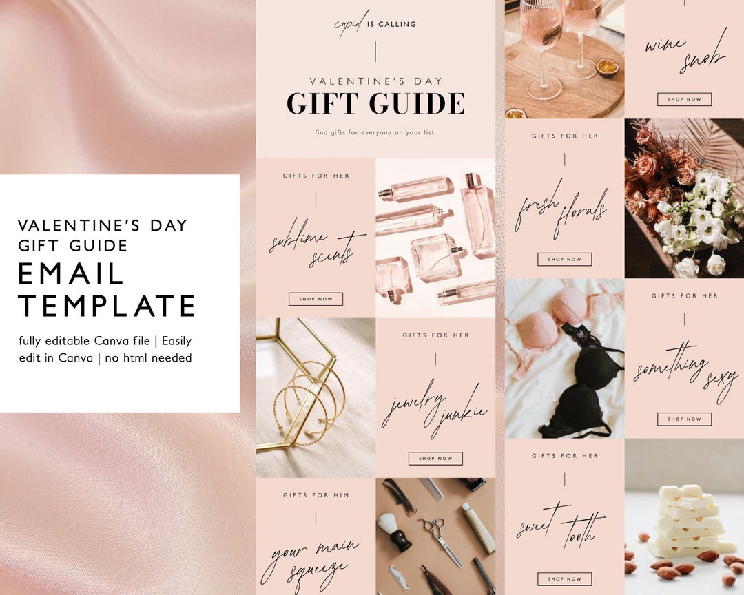 Valentines Day Gift Guide Email Template, Blush Feminine Email ...