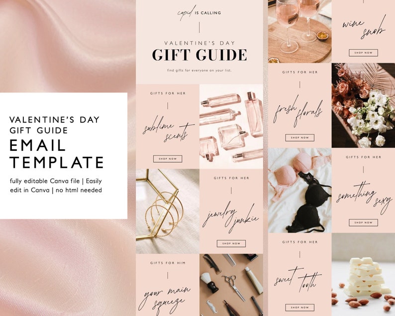 Valentines Day Gift Guide Email Template, Blush Feminine Email ...