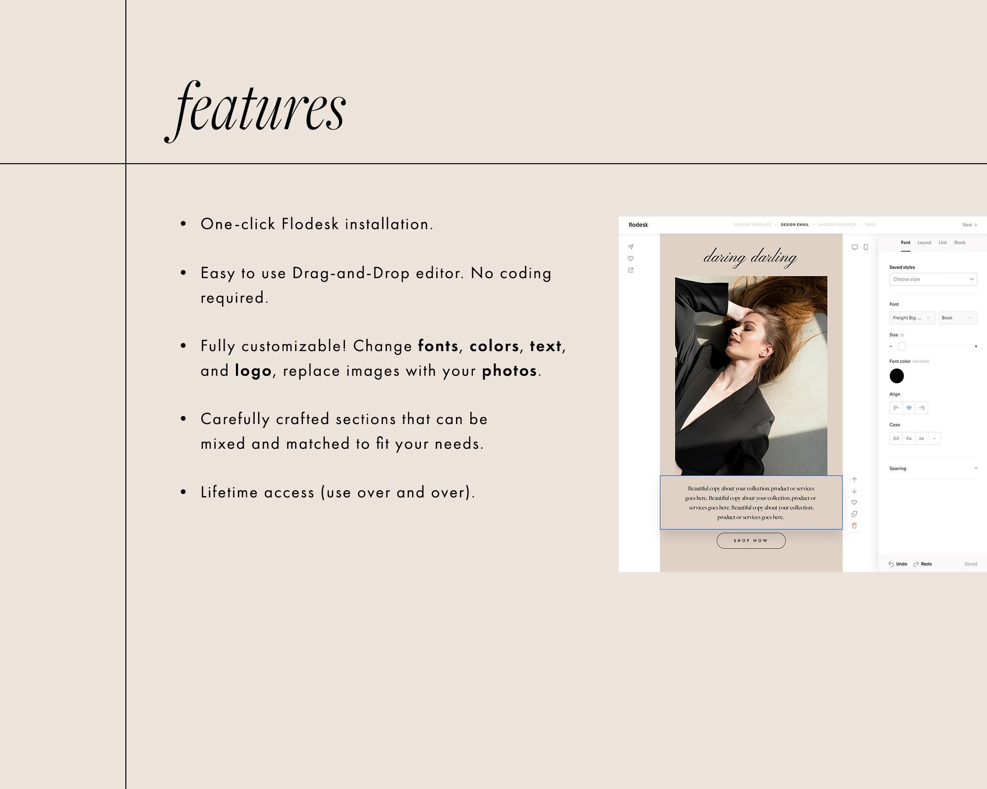 Flodesk Email Newsletter Template, Modern Feminine Email Template ...