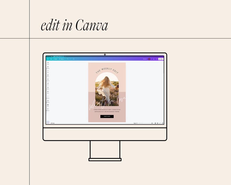 Neutral Minimalist Boho Email Template, Canva Email Template, Blush ...