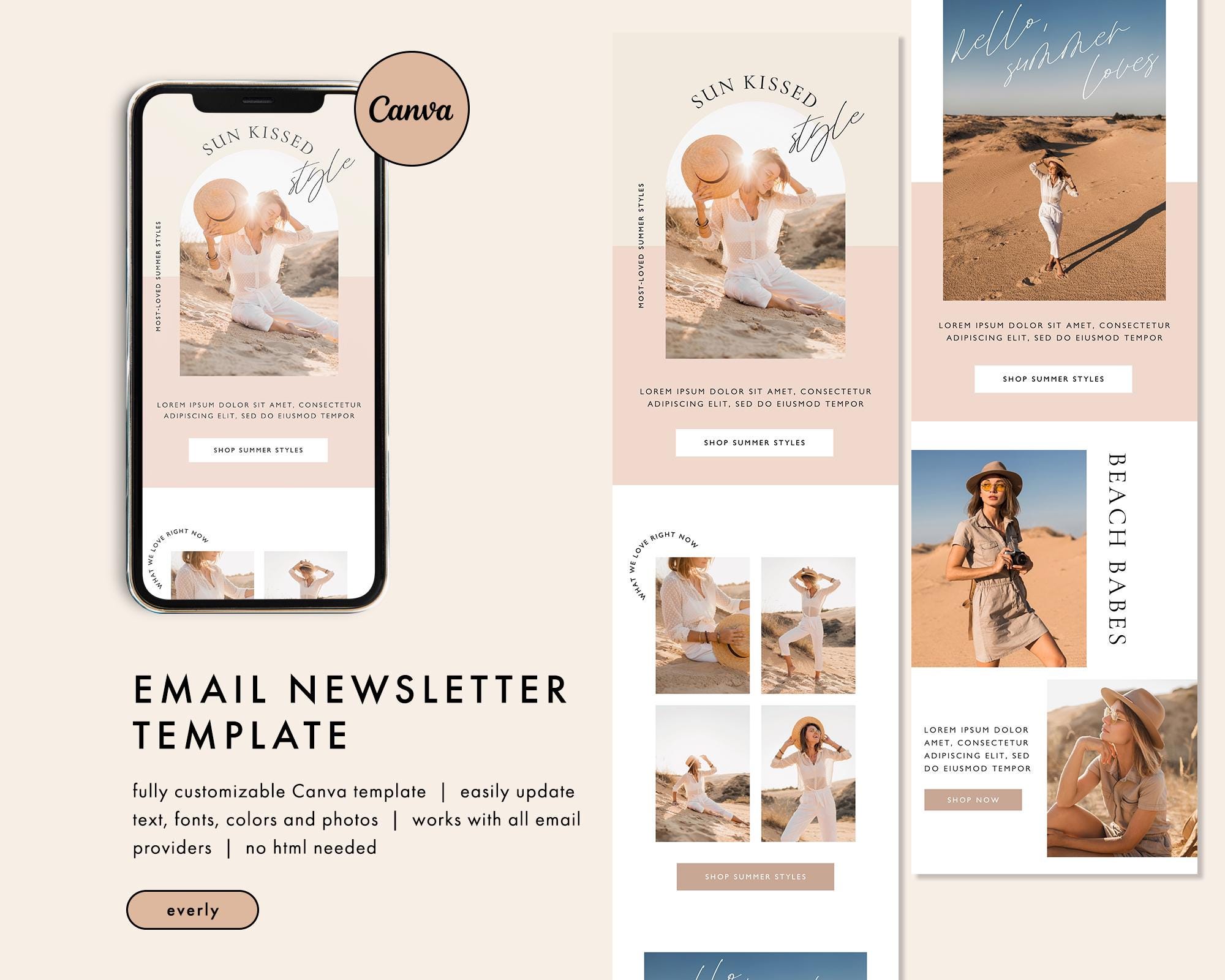 Neutral Minimalist Boho Email Template, Canva Email Template, Boho ...