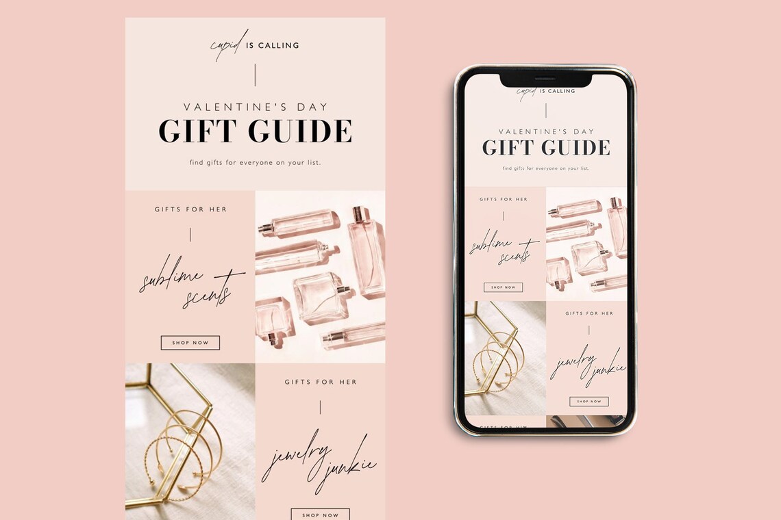 Valentines Day Gift Guide Email Template, Blush Feminine Email ... Valentines Day Gift Guide Email Template, Blush Feminine Email ...