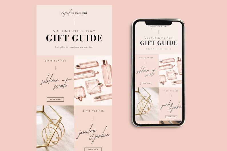 Valentines Day Gift Guide Email Template, Blush Feminine Email ...