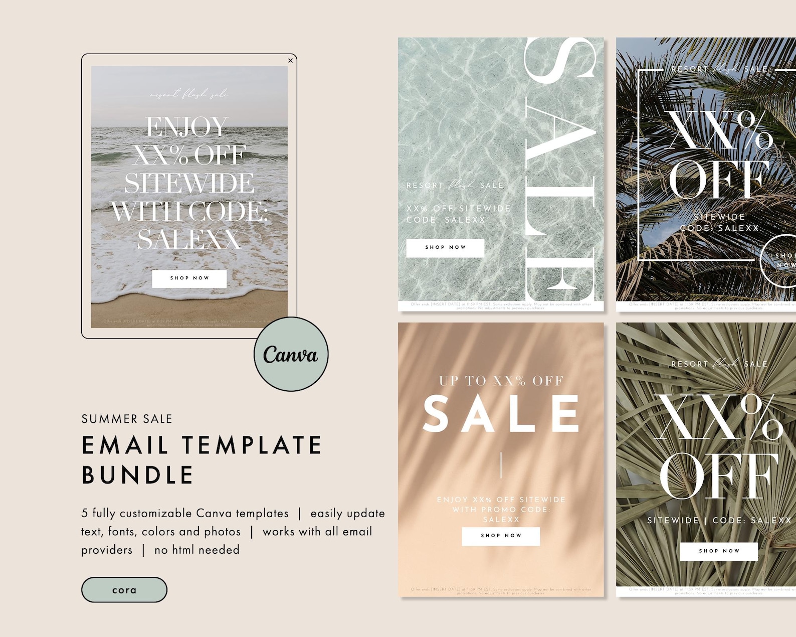 Resort Sale Email Template Bundle, Canva Email Template, Modern Summer ...