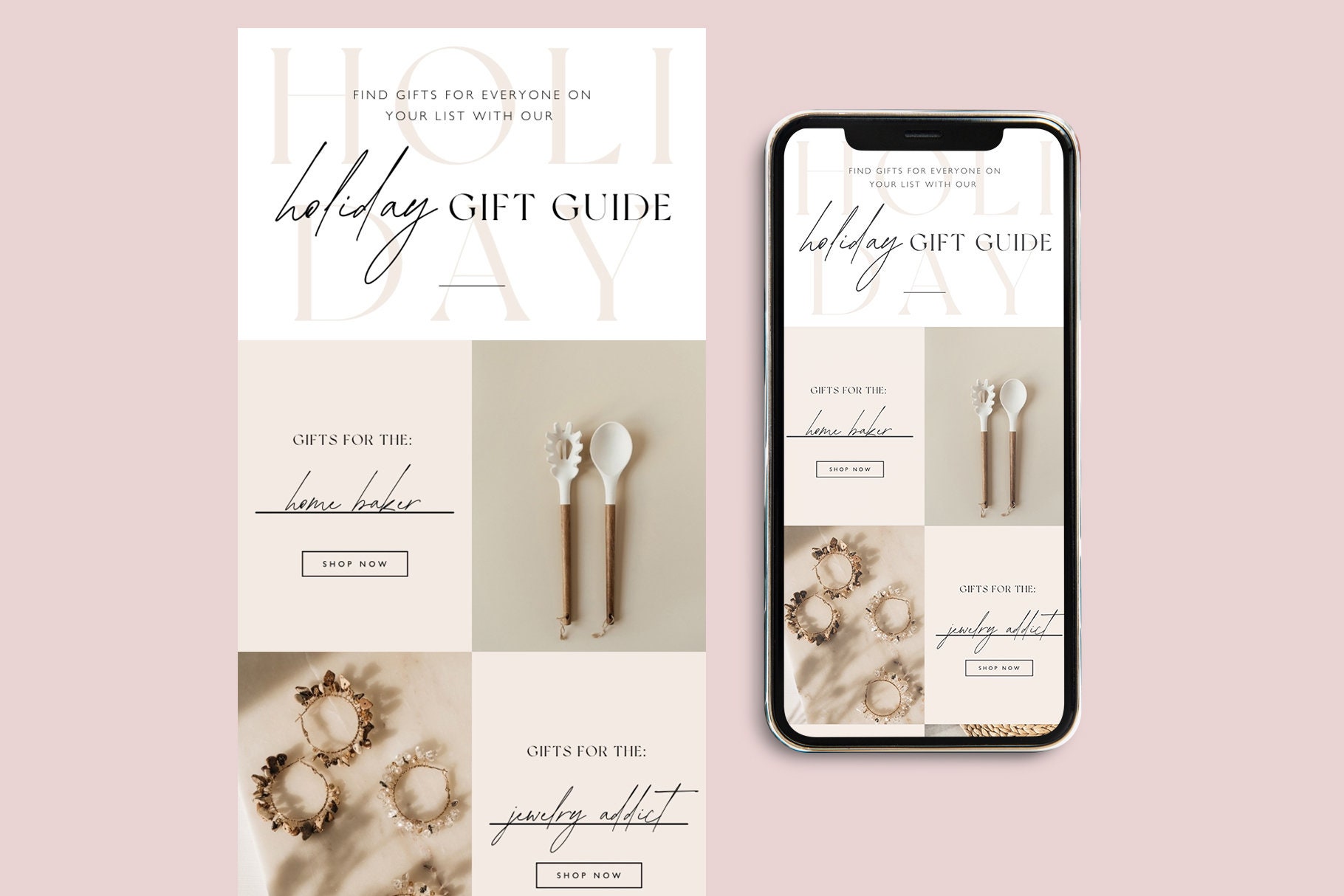 Christmas Holiday Gift Guide Email, Minimalist Email Marketing Template ...