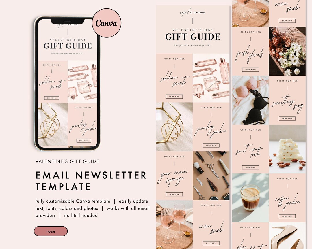 Valentine’s Day Gift Guide Email Template, Neutral Feminine Email ...
